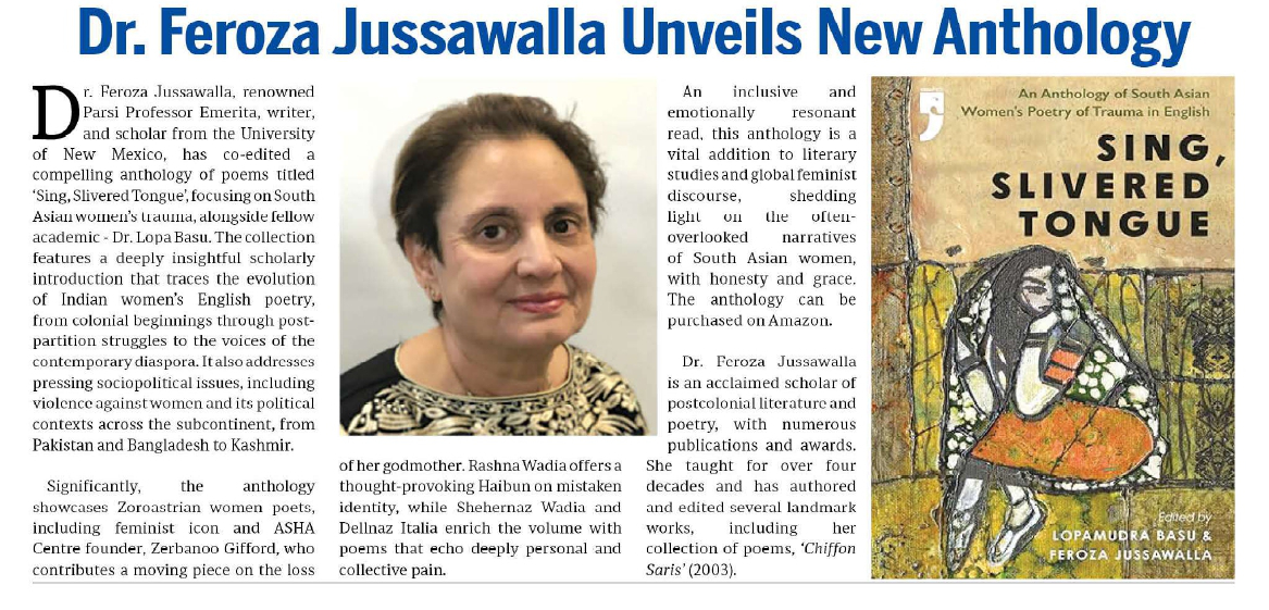 Dr. Feroza Jussawalla unveils new anthology - Zasha